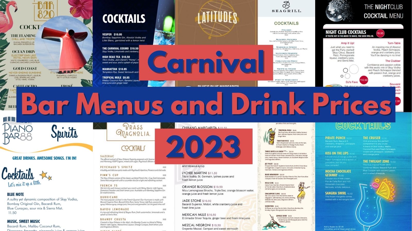 Carnival Bar Menus And Drink Prices 2023 Prof Cruise Ship Tour