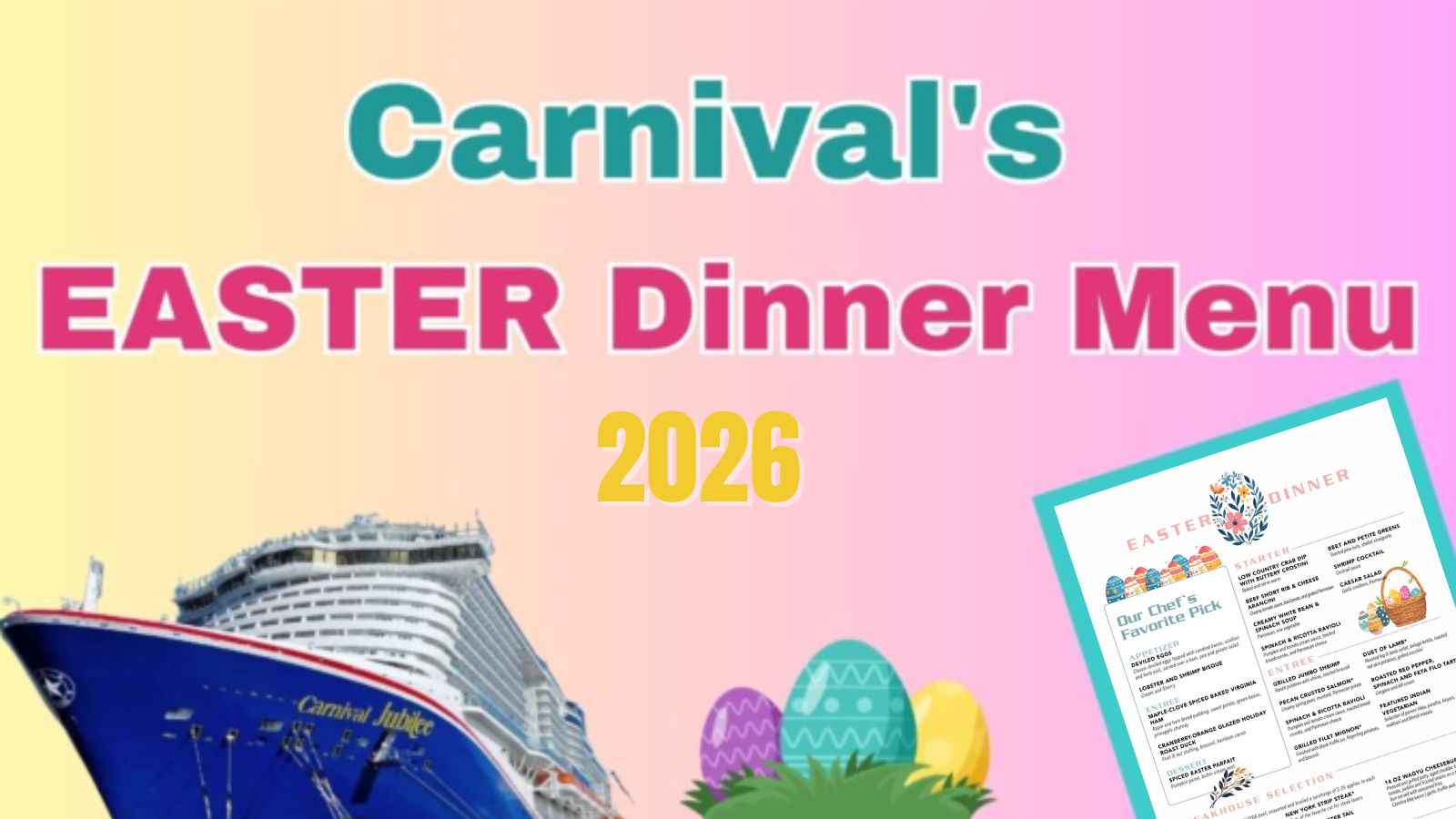 Carnival Easter Dinner Menu 2026 · Prof. Cruise, Ship Tour, Cruise ...